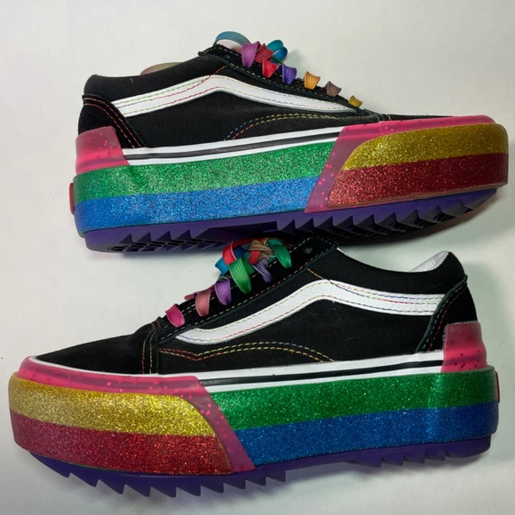Vans | Shoes | Vans Old Skool Glitter Rainbow Platform | Poshmark